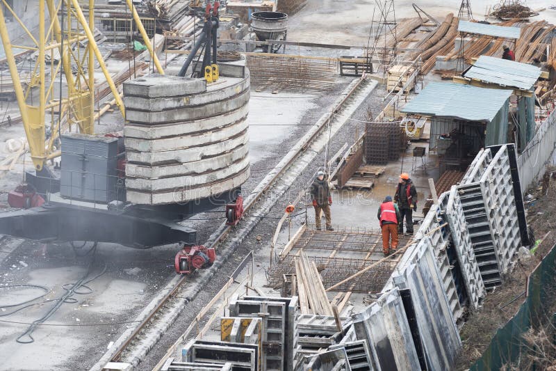 Group of Construction Engineer Team in Standard Safety Uniform Work ...