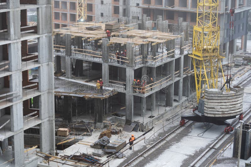 Group of Construction Engineer Team in Standard Safety Uniform Work ...