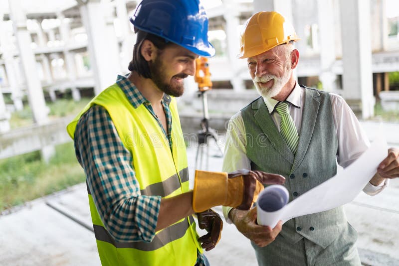 Group of Construction Engineer Working in Construction Site Stock Image ...
