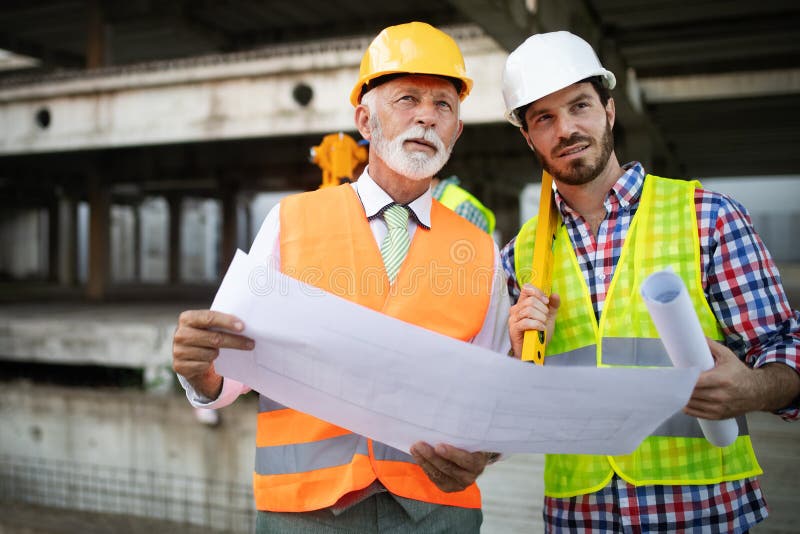 Group of Construction Engineer Working in Construction Site Stock Image ...