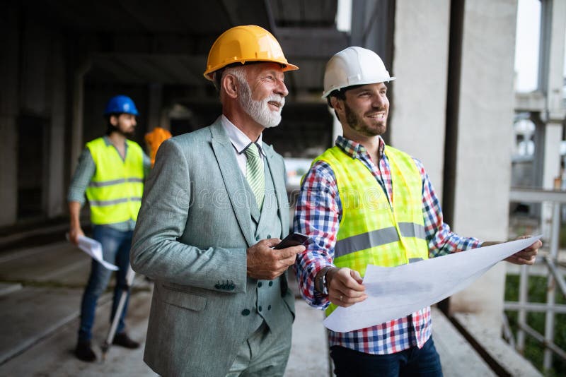 Group of Construction Engineer Working in Construction Site Stock Image ...