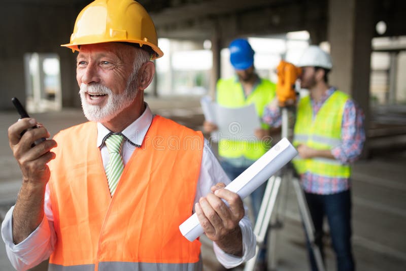 Group of Construction Engineer Working in Construction Site Stock Photo ...