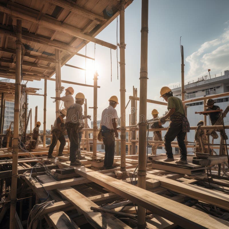 Group of Construction Engineers at Construction Site Working on ...