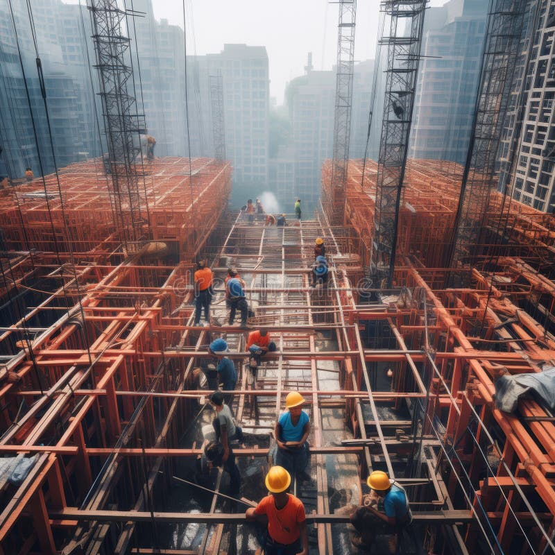 Group of Construction Engineers at Construction Site Working on ...