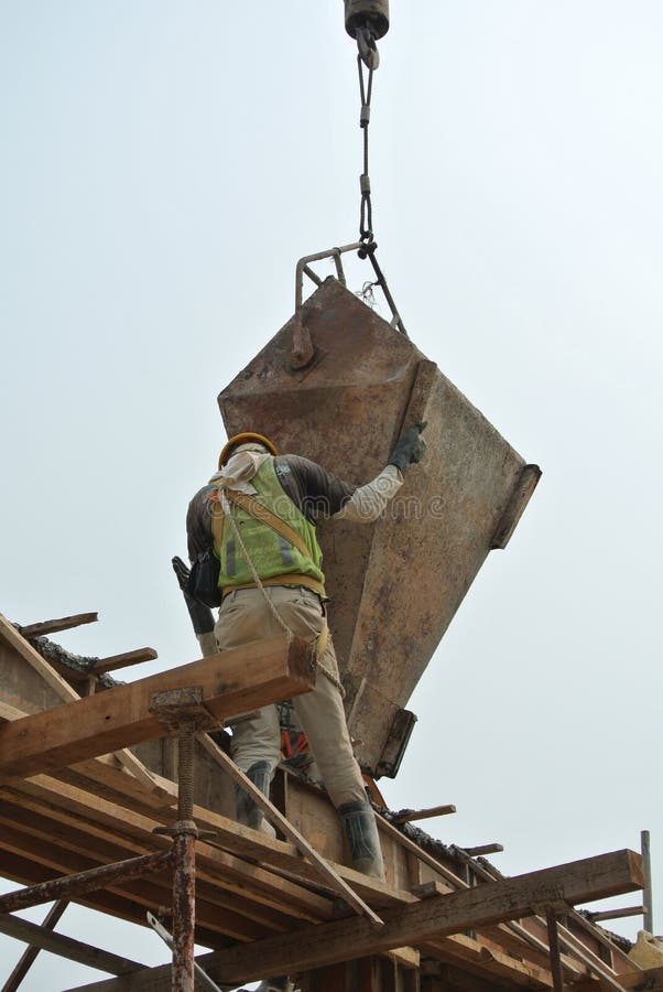Group of Construction Workers Casting Beam Stock Photo - Image of ...