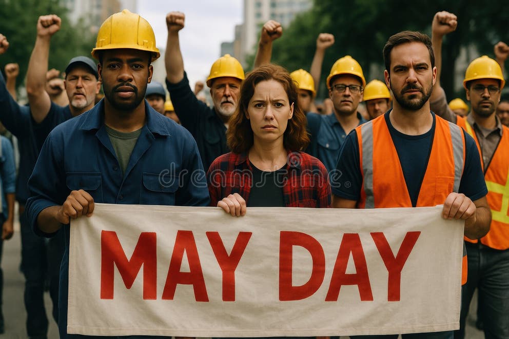 Group of Construction Workers are Protesting on May Day Stock Photo ...