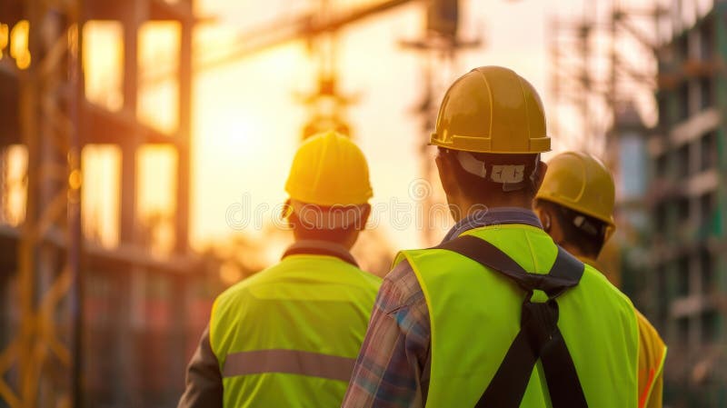 Group of Construction Workers Standing Together on Construction Site ...