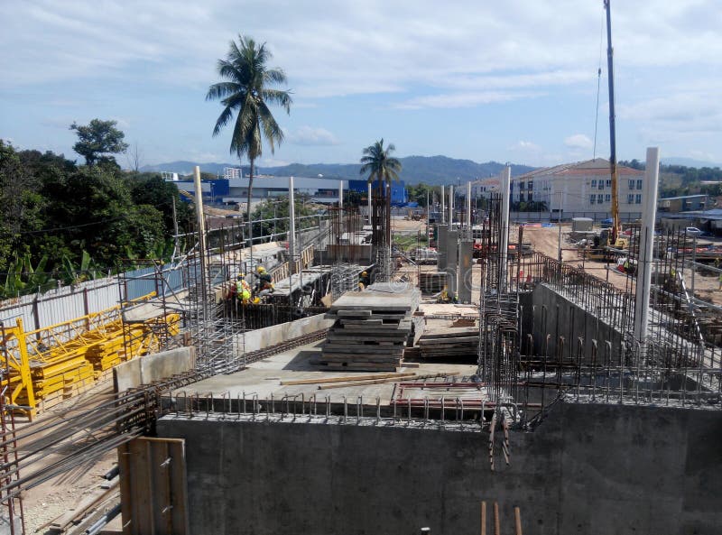 Group of Construction Workers Working at the Construction Site. the ...