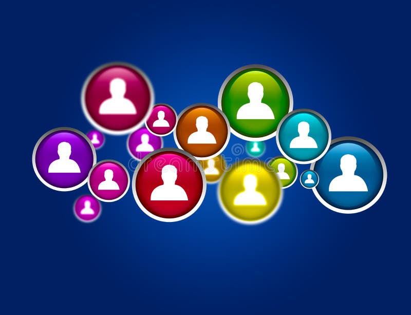 Group of Contact Icon Displayed on a Technology Interface Background ...