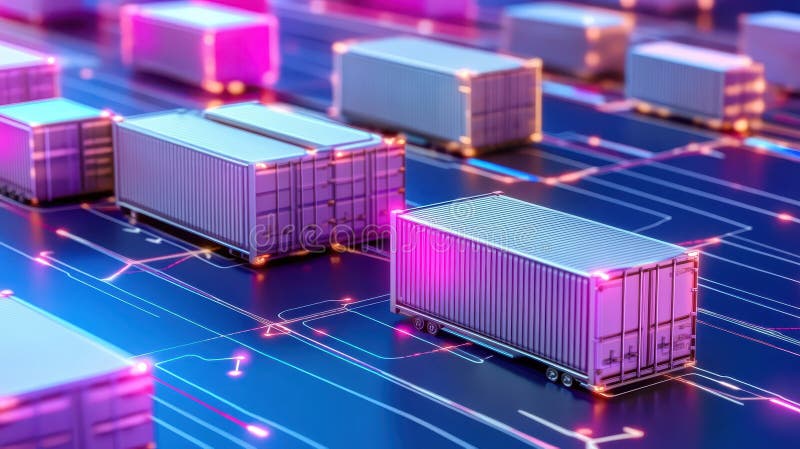 Group of Containers on Blue Surface, Logistics, Shipping, and Global ...