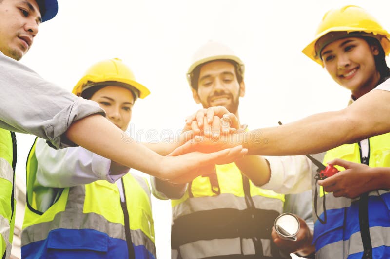 Group of Contractors, Engineers and Formats in Safety Vests with ...