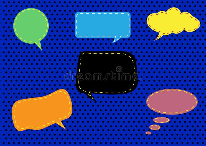 Group of Conversation Bubbles on Blue Polka Dot Backgrounds Stock ...