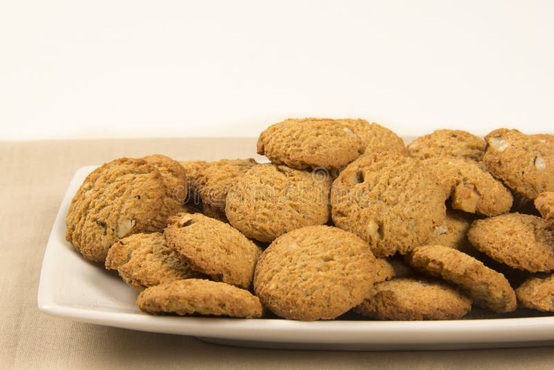 Group of Cookies on the Plate. Integral Cookies. Stock Image - Image of ...