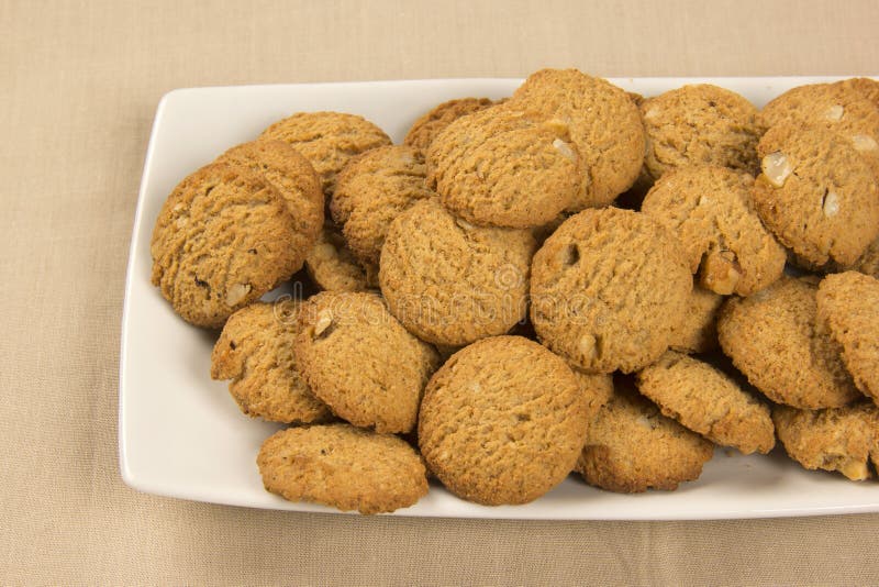 Group of Cookies on the Plate. Integral Cookies. Stock Image - Image of ...