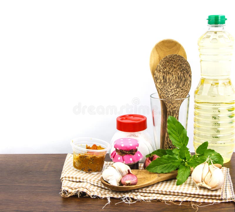 Group of Cooking Set on White Stock Image - Image of abstract, wood ...