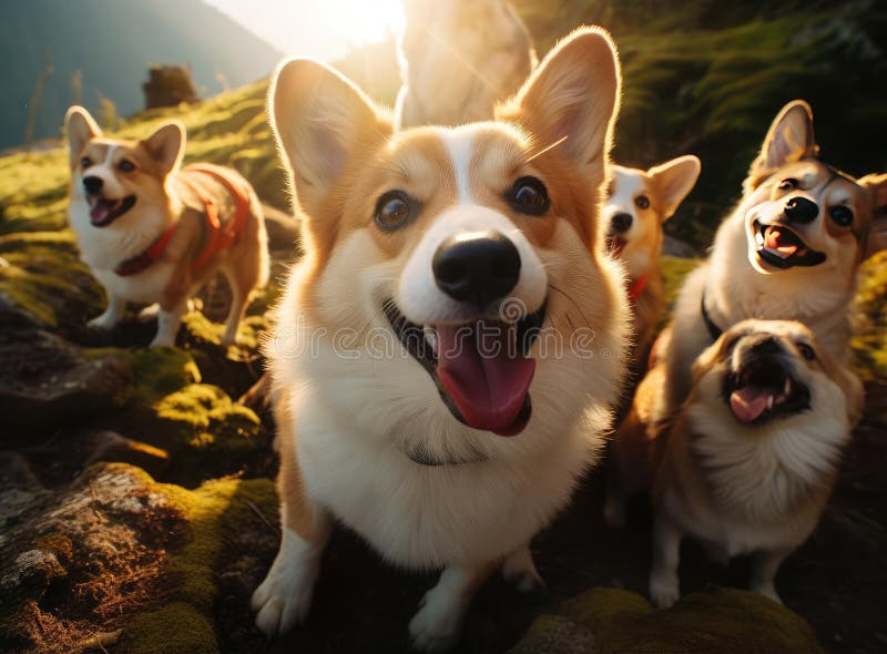 A group of corgi stock photo. Image of group, look, spring - 290941714