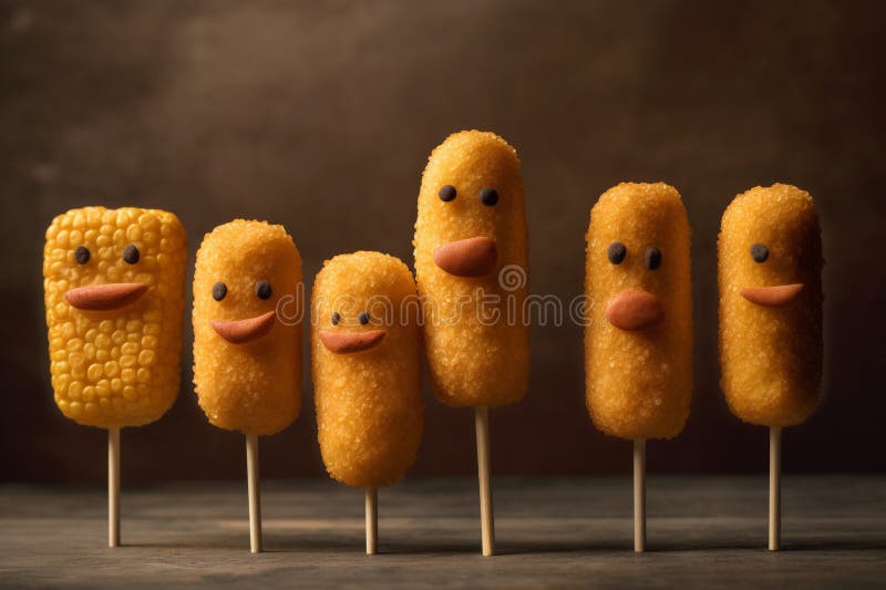 A Group of Corn Dogs with Funny Faces on Them AI Generation Stock ...