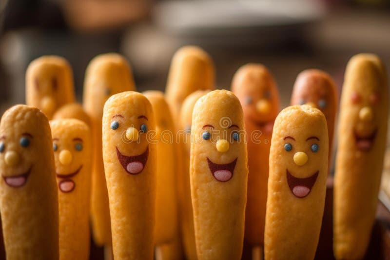 A Group of Corn Dogs with Funny Faces on Them AI Generation Stock ...