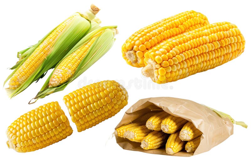 Vibrant Yellow Corn Cobs Isolated on Transparent Background - Ideal for ...