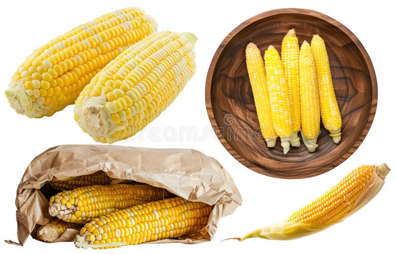 Organic Corn Cobs Isolated on Transparent Background - Essential Image ...