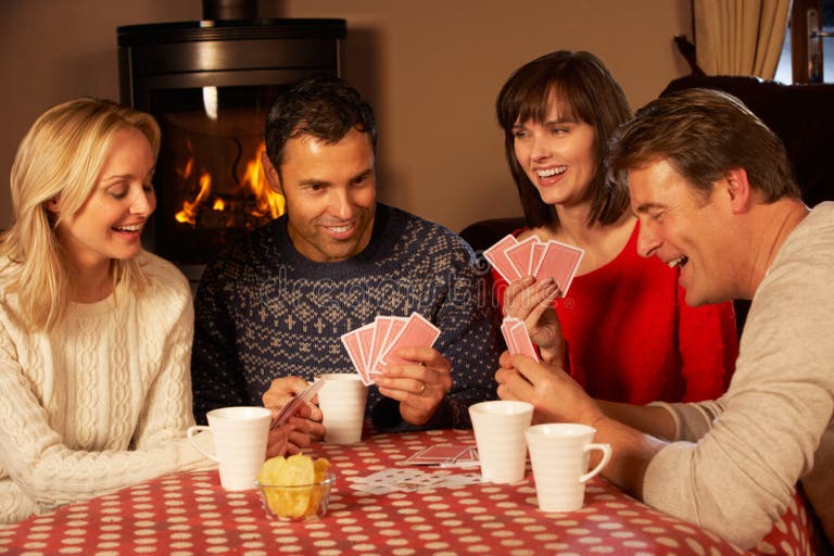 Group of Couples Playing Cards Together Stock Image - Image of jumper ...