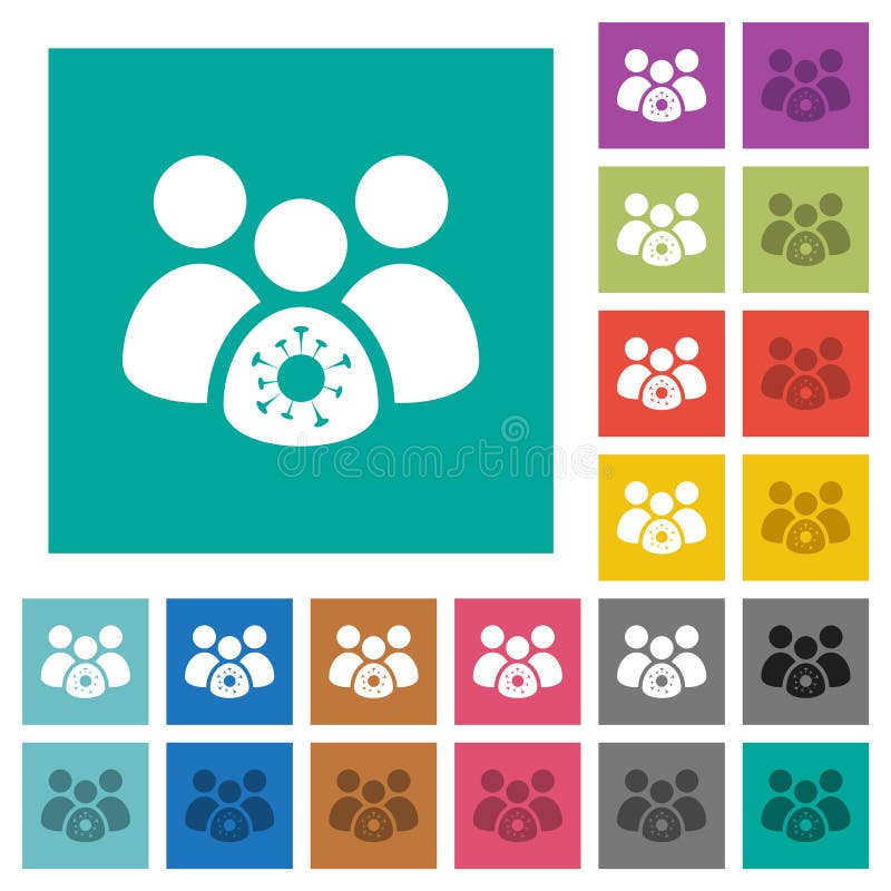 Group Covid Infection Square Flat Multi Colored Icons Stock Vector ...