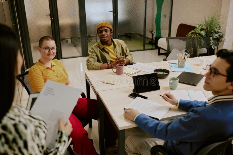 Group of Coworkers Discussing Project Issues Stock Photo - Image of ...