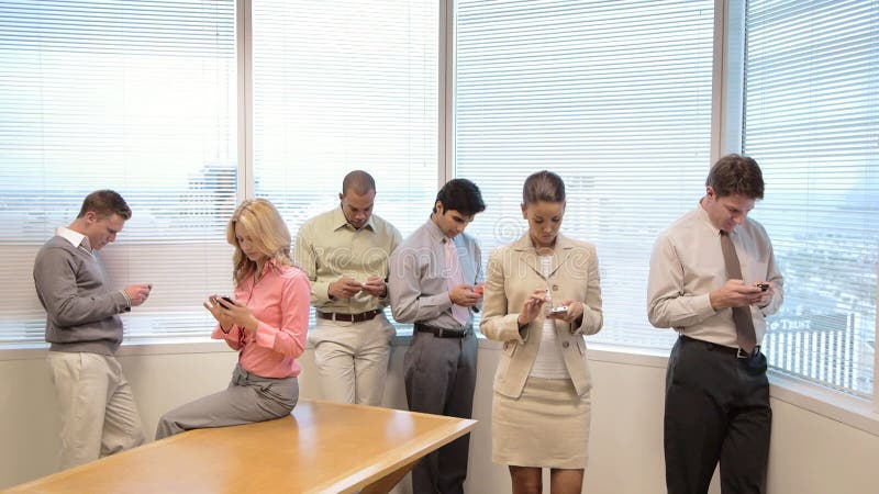 Group of Coworkers Texting in Office Stock Video - Video of beautiful ...