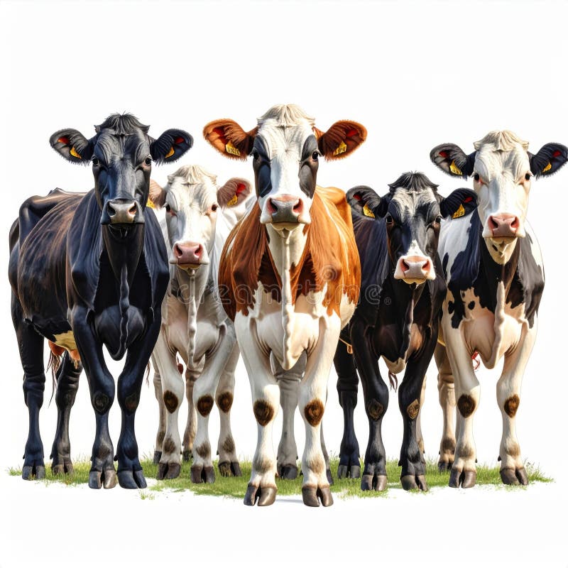 Group of Cows in a Farm Setting Stock Illustration - Illustration of ...