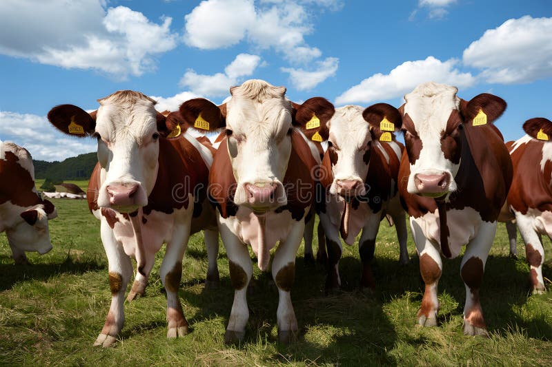 Group of Cows Poses Charmingly for the Camera Stock Illustration ...