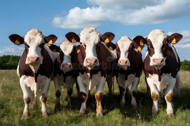 Group of Cows Poses Charmingly for the Camera Stock Illustration ...