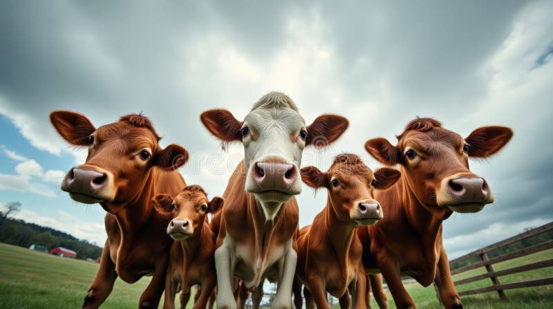 Group of Cows are Standing in a Field Stock Photo - Image of ...