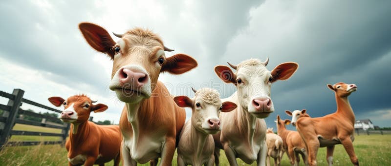 Group of Cows are Standing in a Field Stock Image - Image of land, milk ...