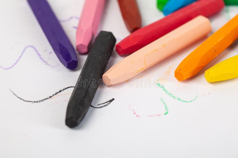 Group of Crayons Pencils Stacked on White Background Stock Photo ...