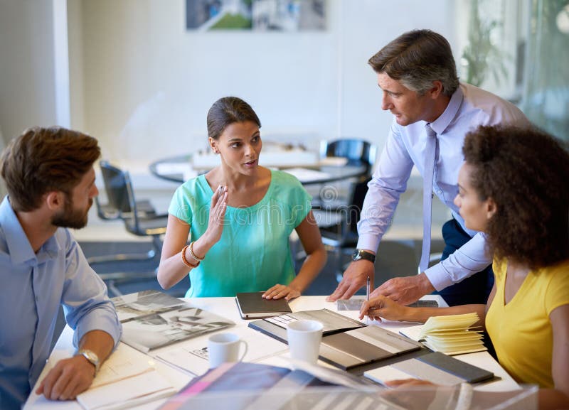 Group, Creative and Business People with Leader for Discussion ...