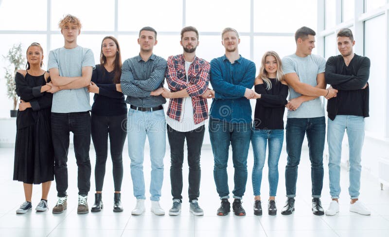 Group of Creative Youth Standing in a Row Stock Photo - Image of casual ...