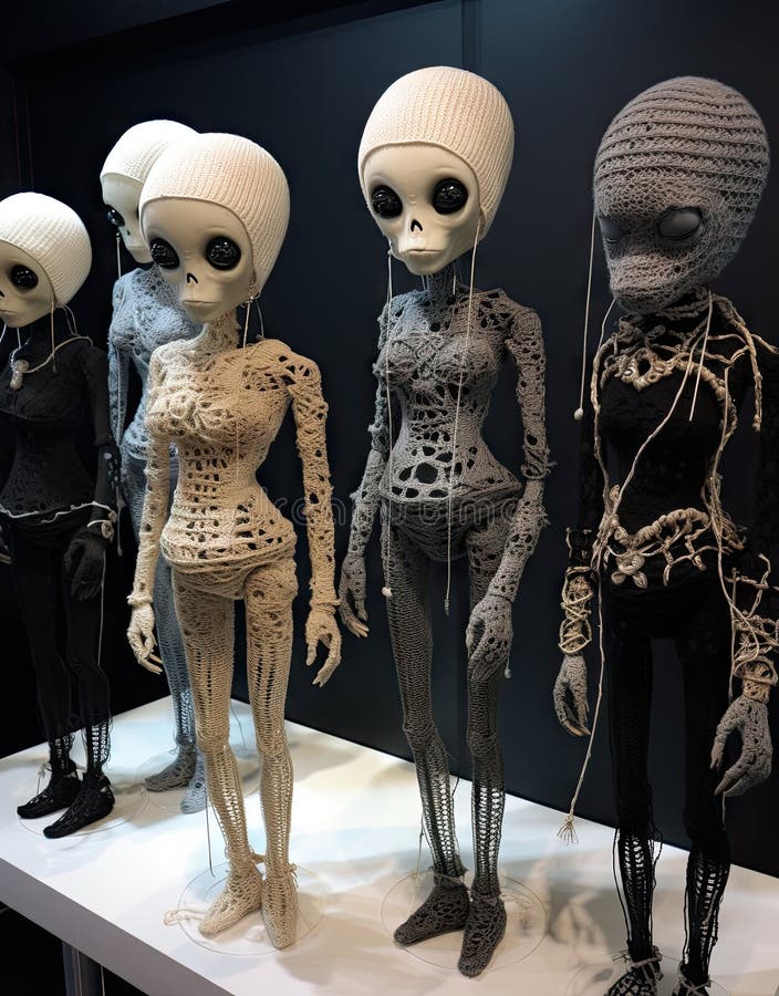 A Group of Creepy Dolls in a Display Case Stock Image - Image of doll ...