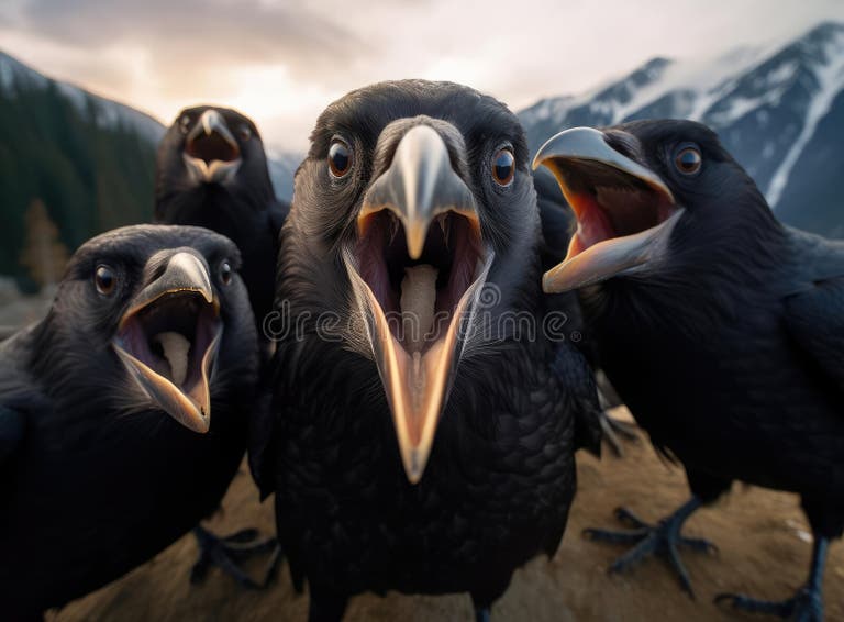 A Group of Crows Looking at the Camera Stock Illustration ...
