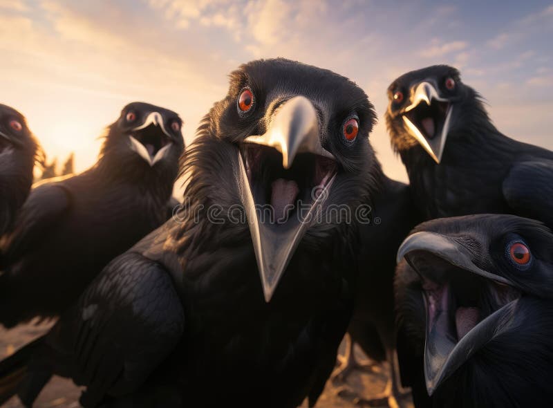 A Group of Crows Looking at the Camera Stock Illustration ...