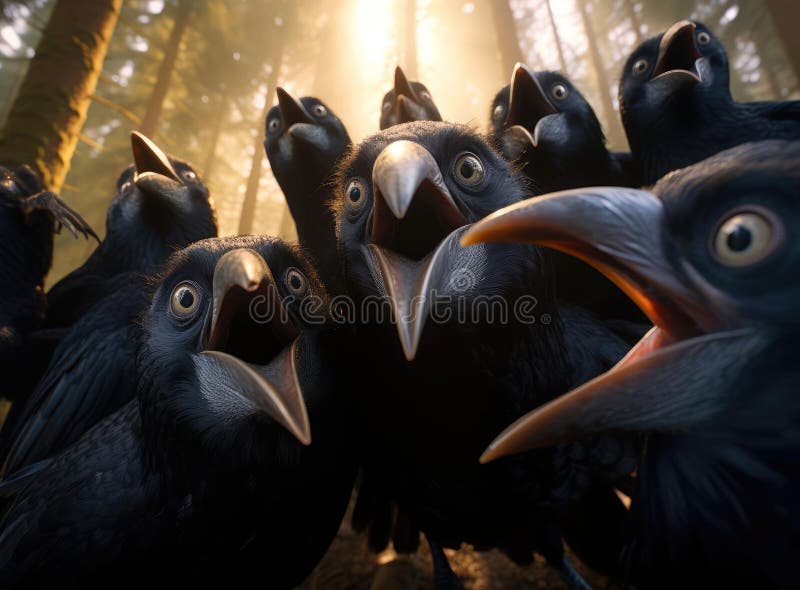 A Group of Crows Looking at the Camera Stock Illustration ...