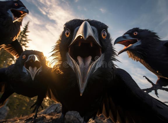 A Group of Crows Looking at the Camera Stock Image - Image of crows ...