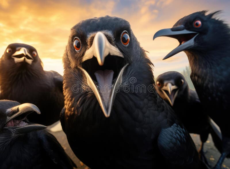 A Group of Crows Looking at the Camera Stock Illustration ...