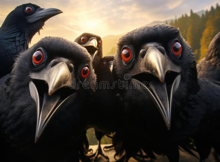 A Group of Crows Looking at the Camera Stock Illustration ...