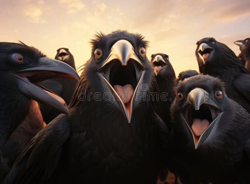 A Group of Crows Looking at the Camera Stock Illustration ...