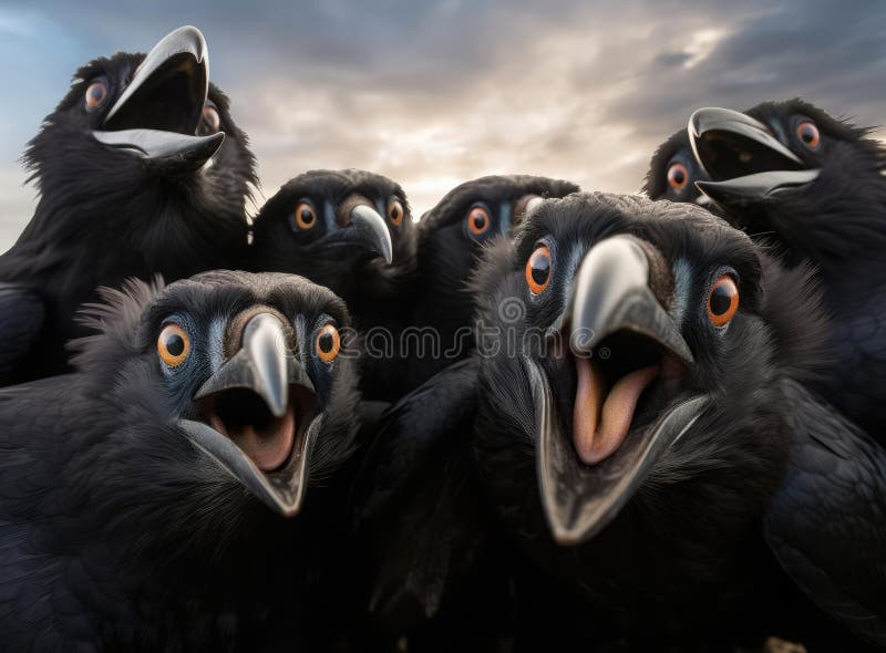 A Group of Crows Looking at the Camera Stock Illustration ...
