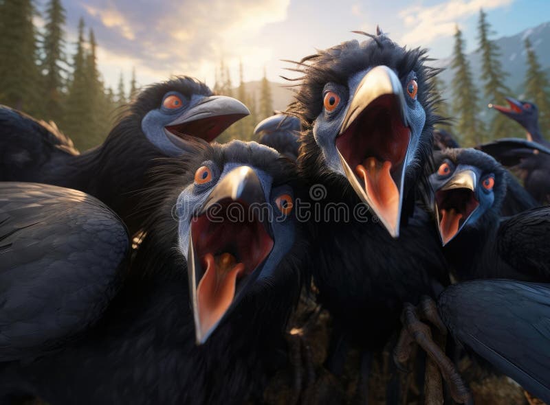 A Group of Crows Looking at the Camera Stock Illustration ...