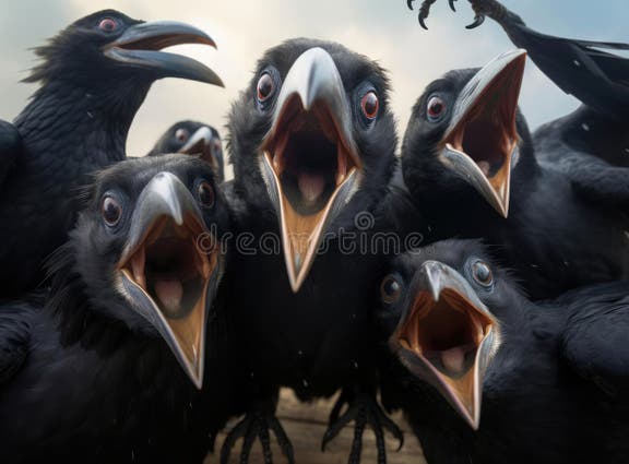 A Group of Crows Looking at the Camera Stock Photo - Image of outdoor ...