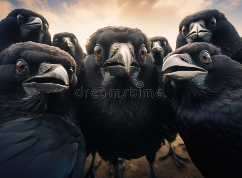 A Group of Crows Looking at the Camera Stock Illustration ...