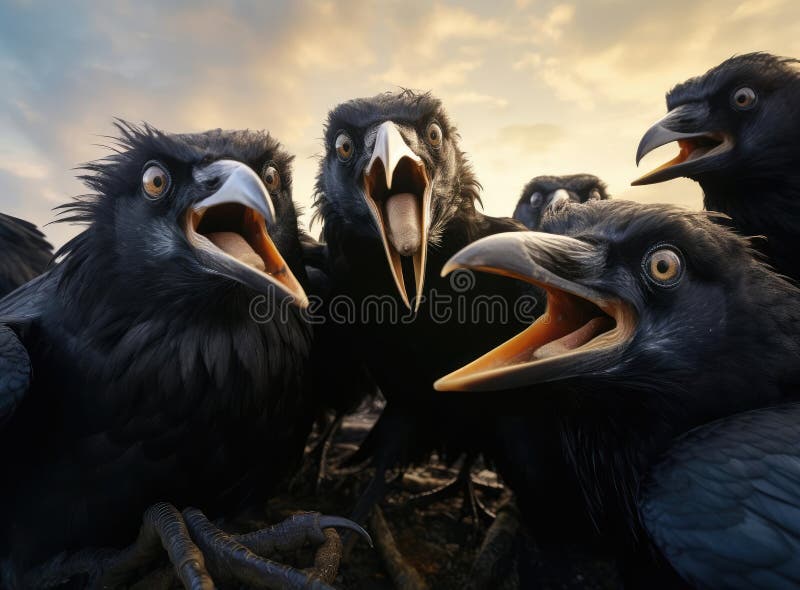 A Group of Crows Looking at the Camera Stock Illustration ...