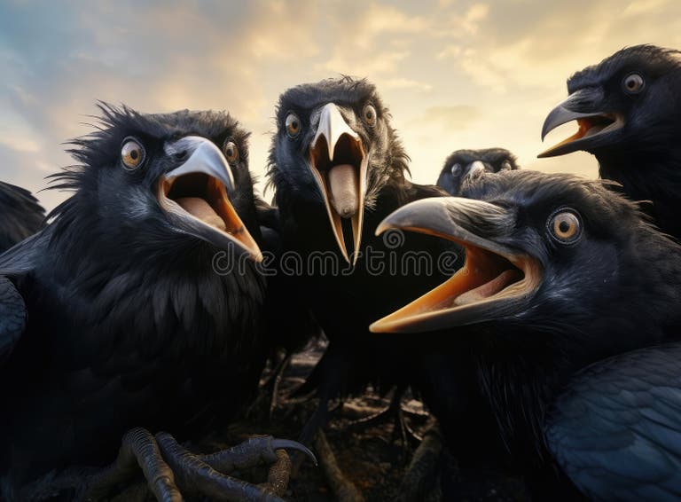 A Group of Crows Looking at the Camera Stock Illustration ...